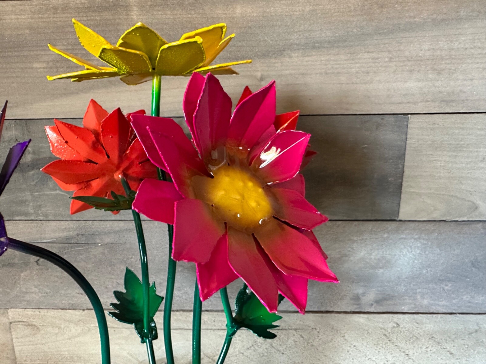 Handcrafted Rustic MINI Metal Flower Bouquet Vibrant Yard Art Flowers ...
