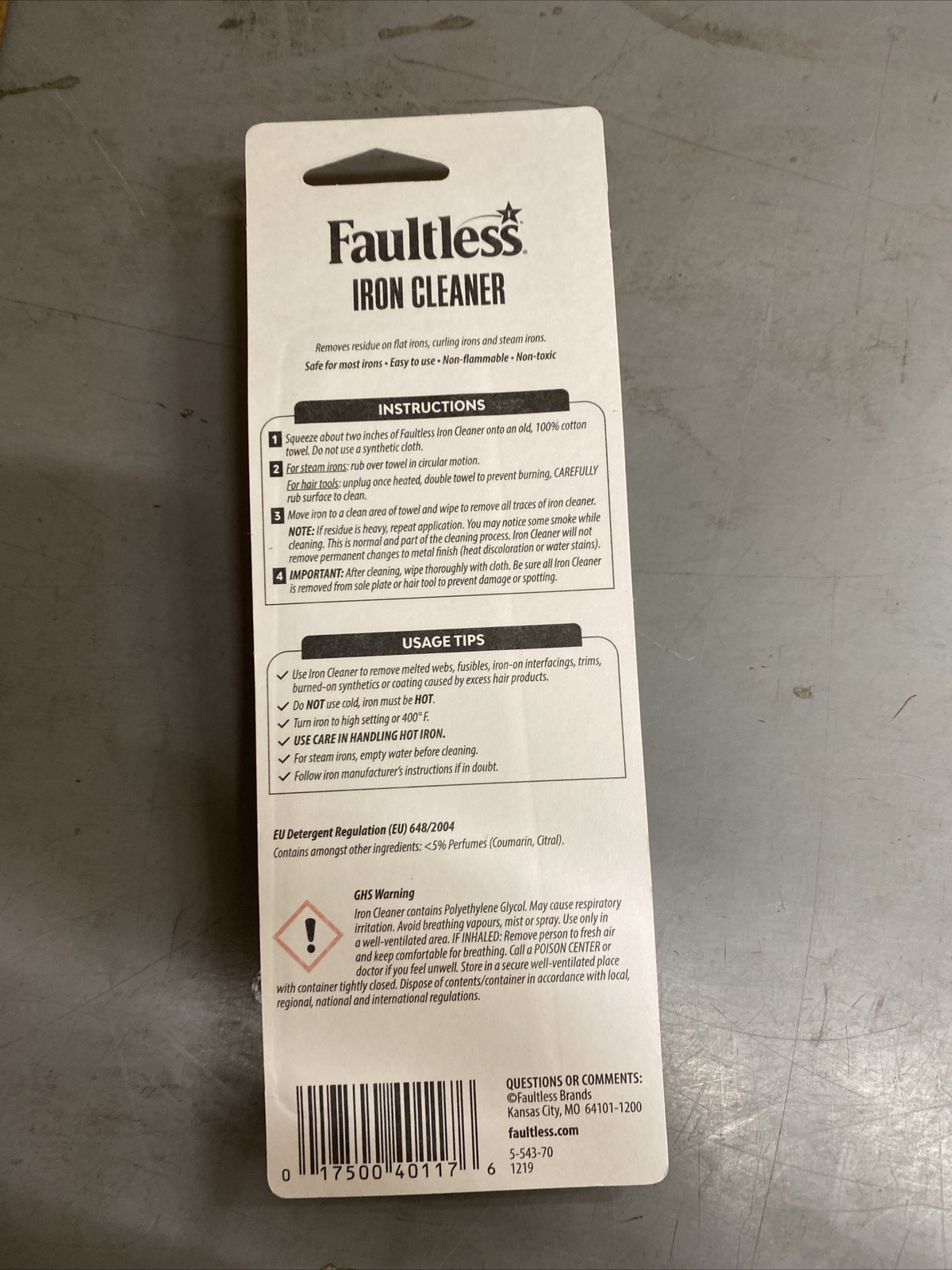 Faultless Hot Iron Cleaner NEW 1 oz Tube Removes Residue Steam Flat ...