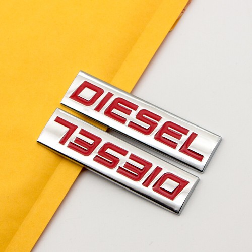 2Pcs Metal Red Chrome Fender Trunk DIESEL Logo Car Emblem SUV Turbo ...