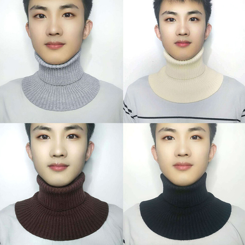 Men Women Knitted Scarves Fake Turtleneck Collar Winter Warm Soft Neck ...