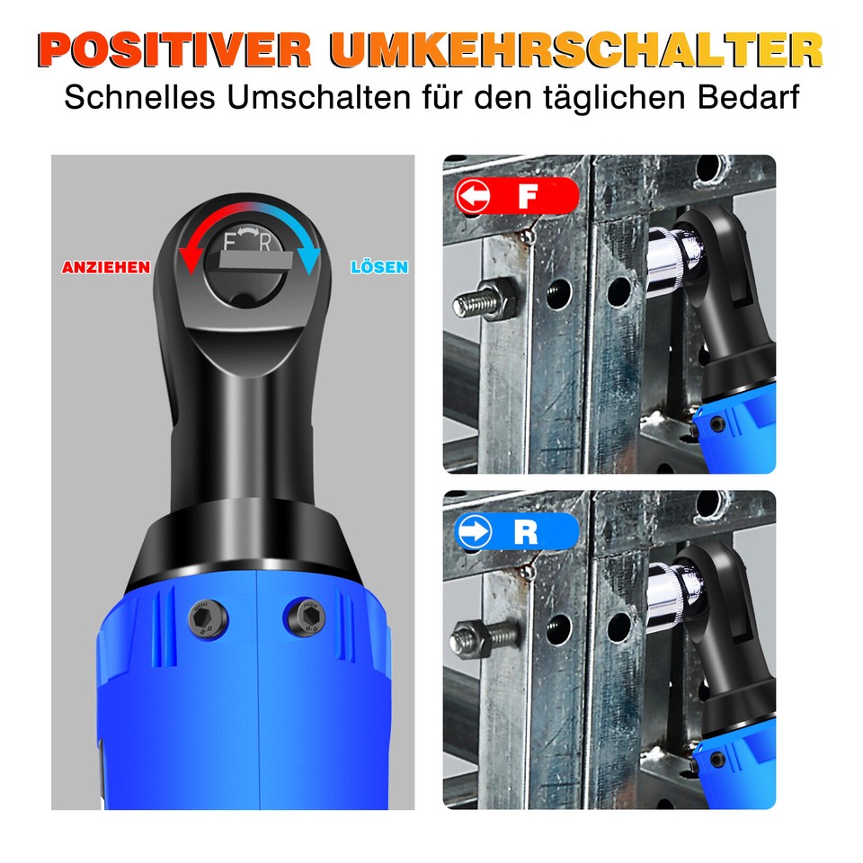 Cordless Impact Ratchet Wrench Driver Electric Rattle Nut Gun Sockets ...
