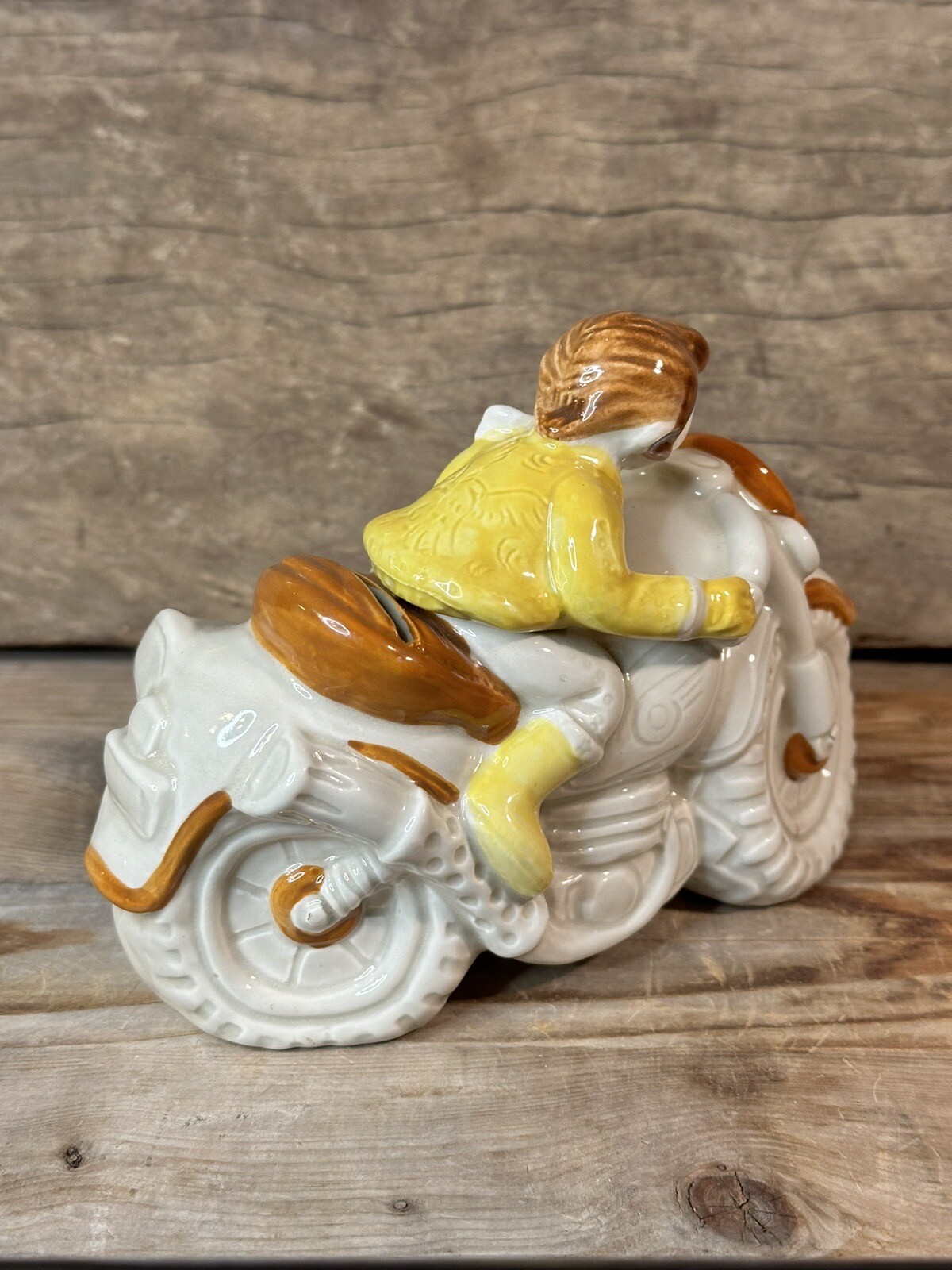 Vtg Counterpoint Motorcycle & Rider Ceramic Coin Bank w/ Stopper Made ...