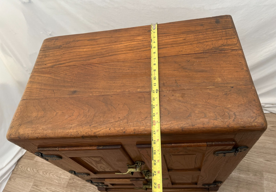 Antique Ice Box Three storage cabinets, Oak, Brass latches, Three Racks ...