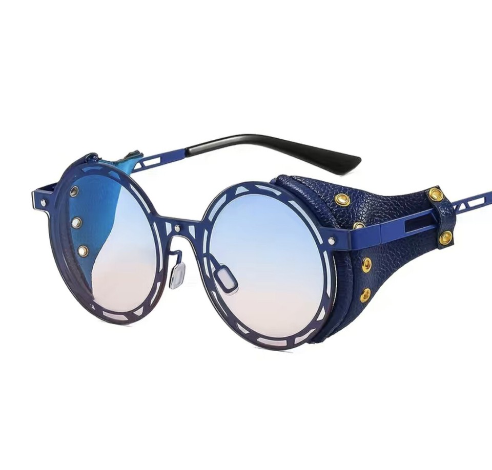 Vintage Steampunk Side Shields Leather Round Retro Shades Men's Women ...