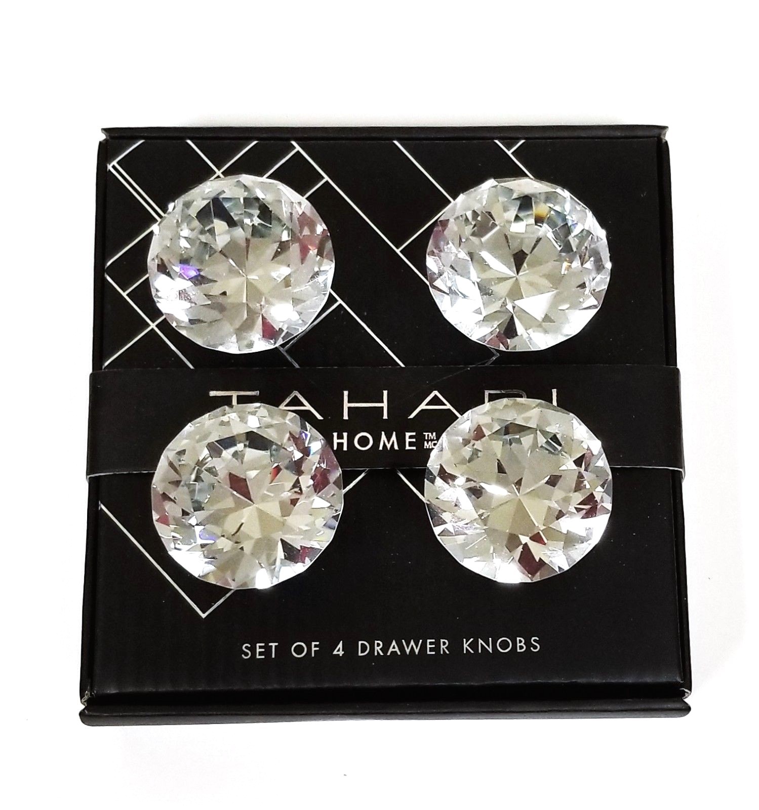 TAHARI 4 SILVER CHROME FINISH CLEAR CRYSTAL ROUND DRAWER,CABINET,DRESSER KNOB | eBay