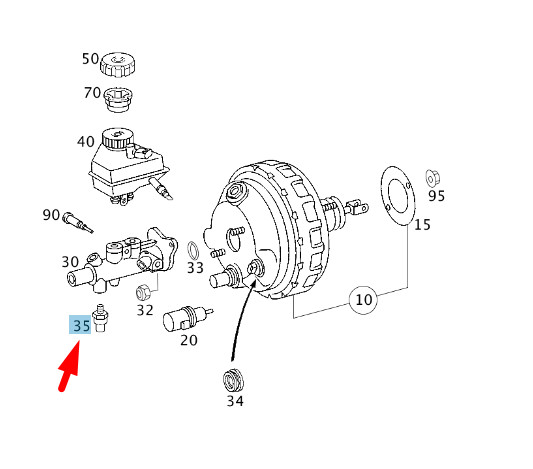 MERCEDES W203 C-class Genuine Brake Master Cyliner Fluid Pressure ...