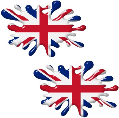 Small pair 3D Effect SPLAT Union Jack British Flag car sticker 80x52mm ...