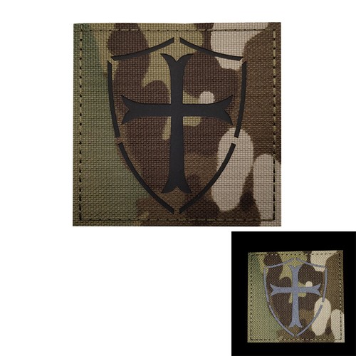IR Reflective Knight Templar Cross Hook Loop Shield Patch Fastener ...