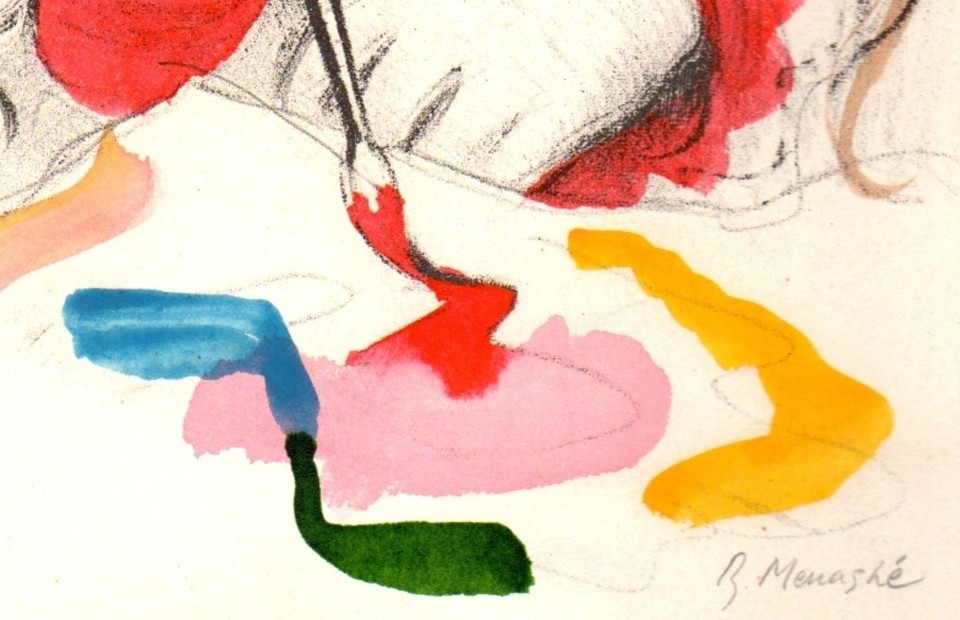 BEN MENASHE ~ Fine Art LE Print ~ Young girl Painting as kitten watches ...