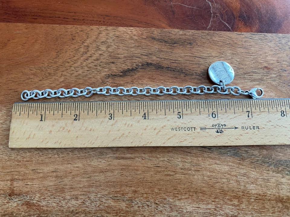 Authenticated Tiffany&Co. Round Wavy Disc Tag Sterling Silver Bracelet ...