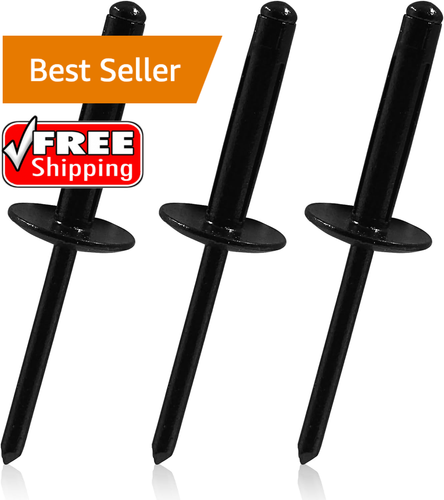 50Pcs Black Aluminum Tri-Fold Exploding Pop Rivets 3/16 Large Flange,3/ ...