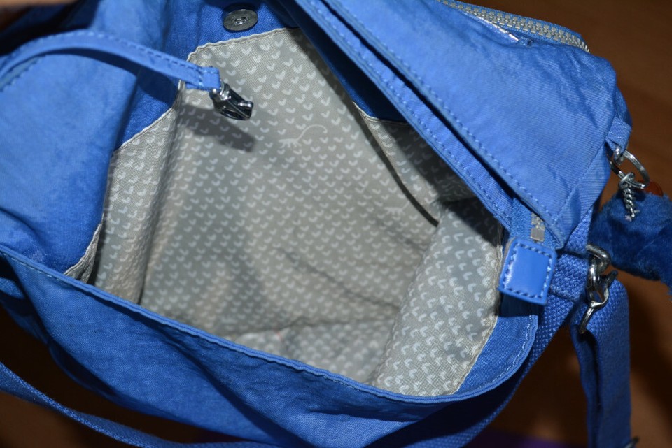 Kipling purse Crossbody Bag PRETTY BLUE WITH APE AND SO MANY POCKETS | eBay
