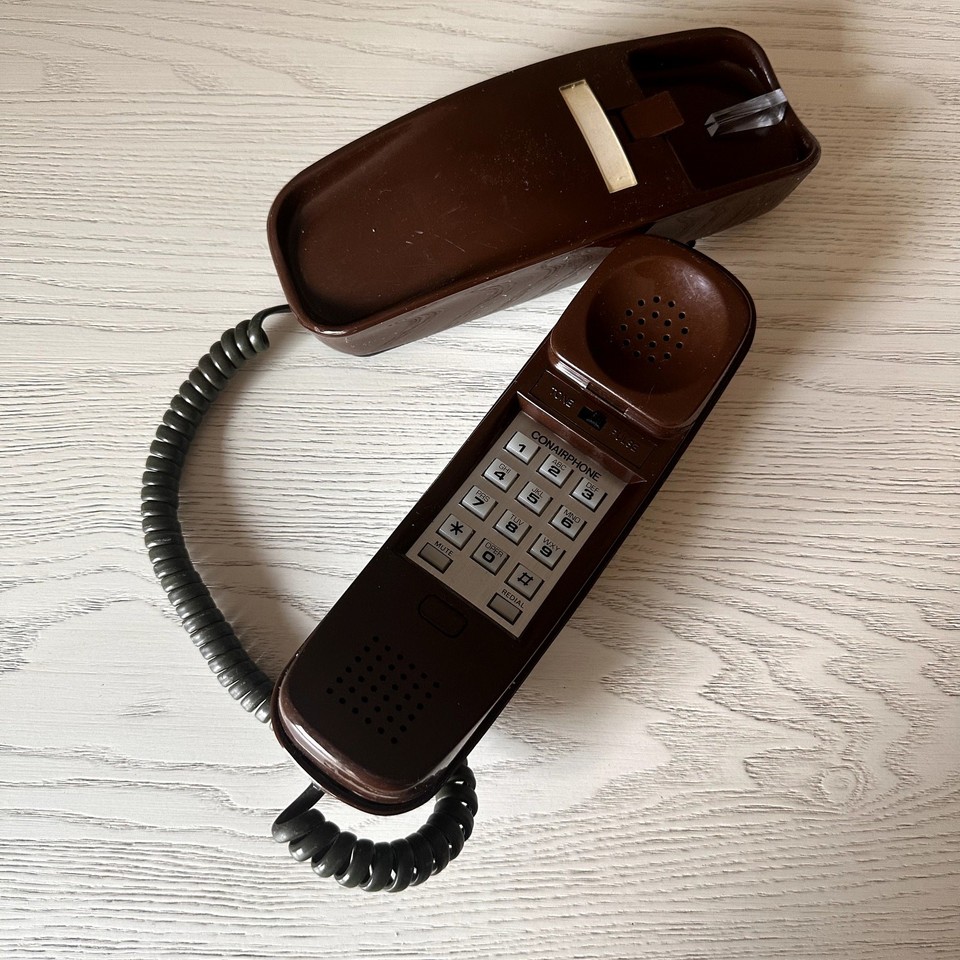 Vintage Push Button Wall Phone Telephone Chocolate Brown | eBay