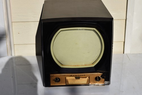 Original 1950 ANTIQUE Television Admiral Bakelite Black TV Cabinet Art ...