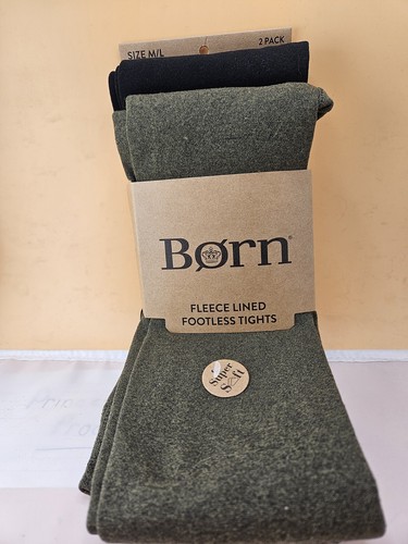 Born Fleece Lined Footless Tights Black & Tan 2 pack Soft Many Sizes ...