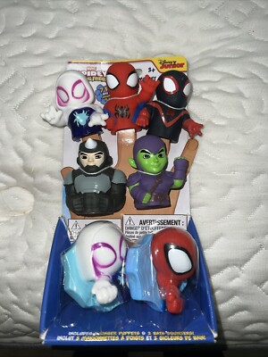 New Marvel Spidey Amazing Friends 5 Finger Puppets & 2 Squirters | eBay