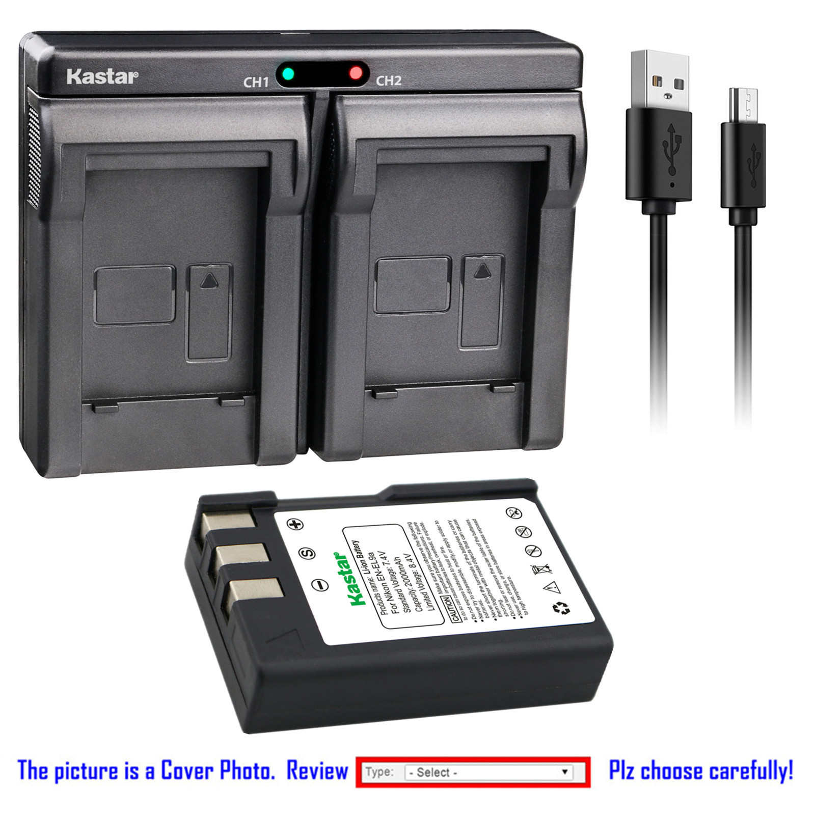 Kastar Battery Dual USB Charger for Nikon D3000 D5000 Camera Battery ...