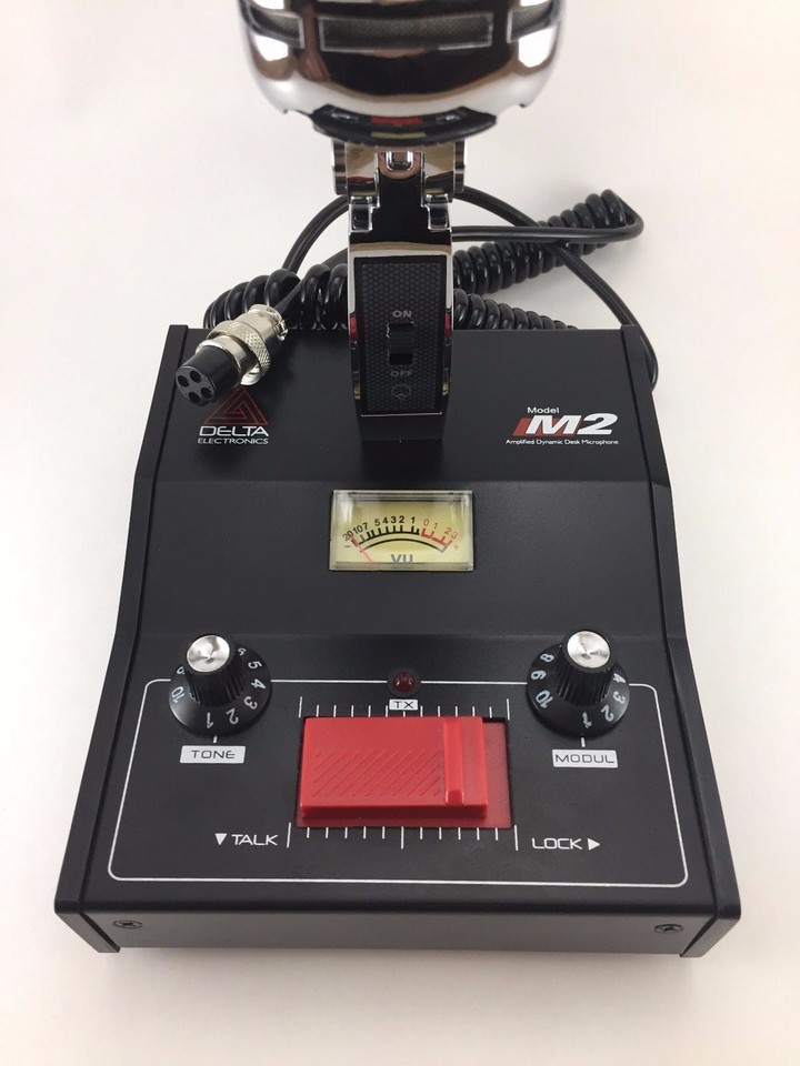 DELTA M2 AMPLIFIED DYNAMIC POWER BASE MICROPHONE 4 pin Cobra CB HAM ...