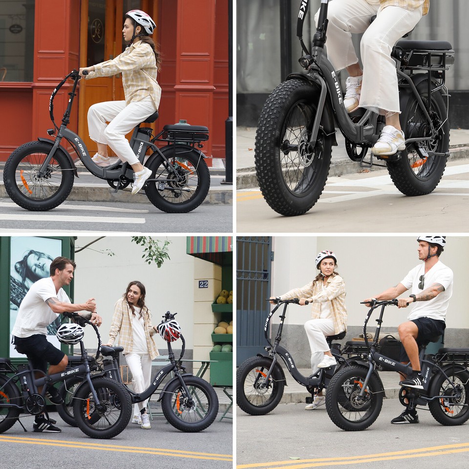 e bike For Adults 20" 750W Electric Folding E Bike Fat Tire City ...