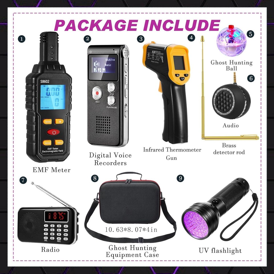 11 Pcs Ghost Hunting Equipment Kit Include Ghost Radio, Electromagnetic ...