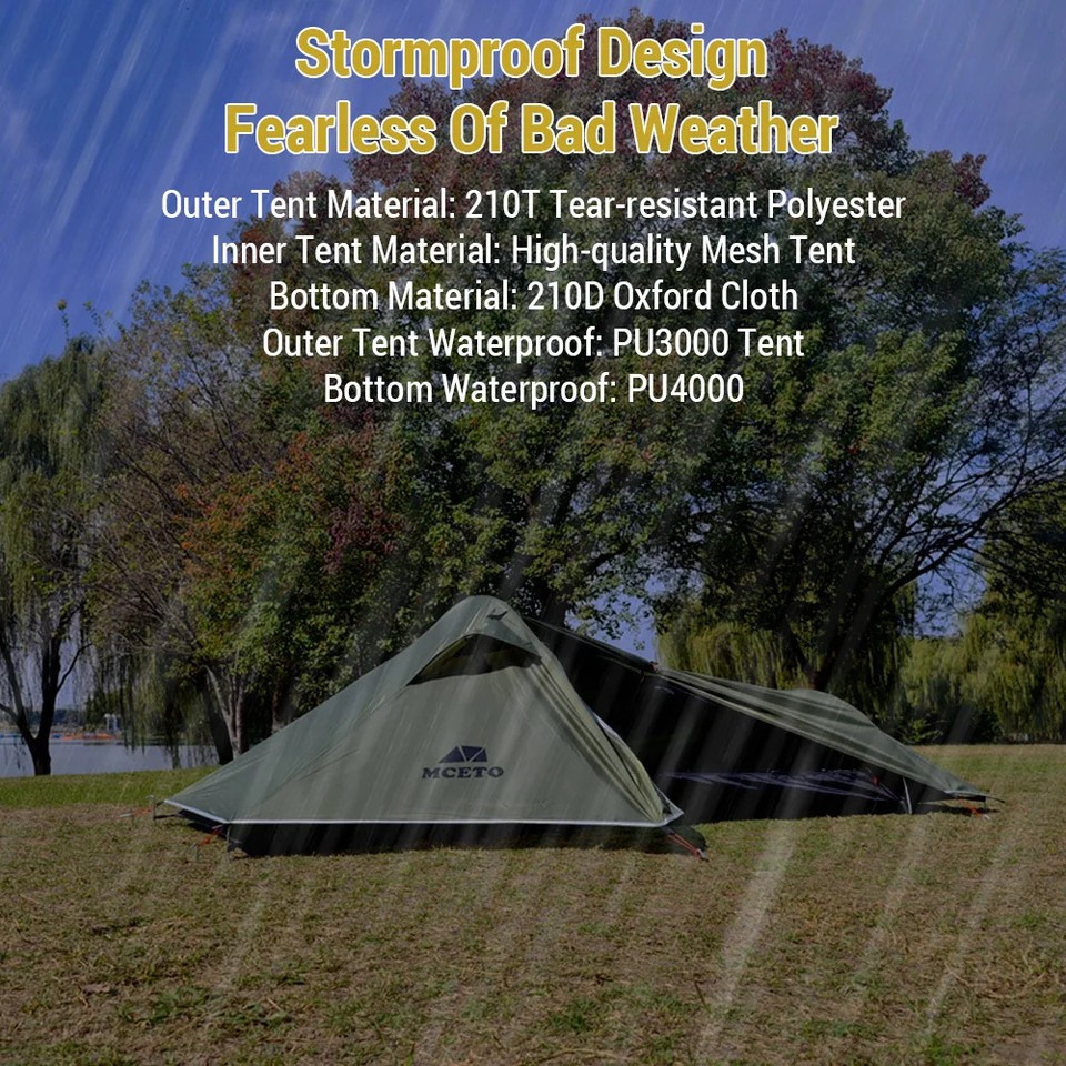 1-Person Ultralight Backpacking Tent Aluminum Pole Stormproof 4 Season ...