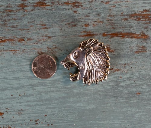 Vintage Marie Jennifer 1980's Brooch Pendant Roaring Lion Signed MJ ...