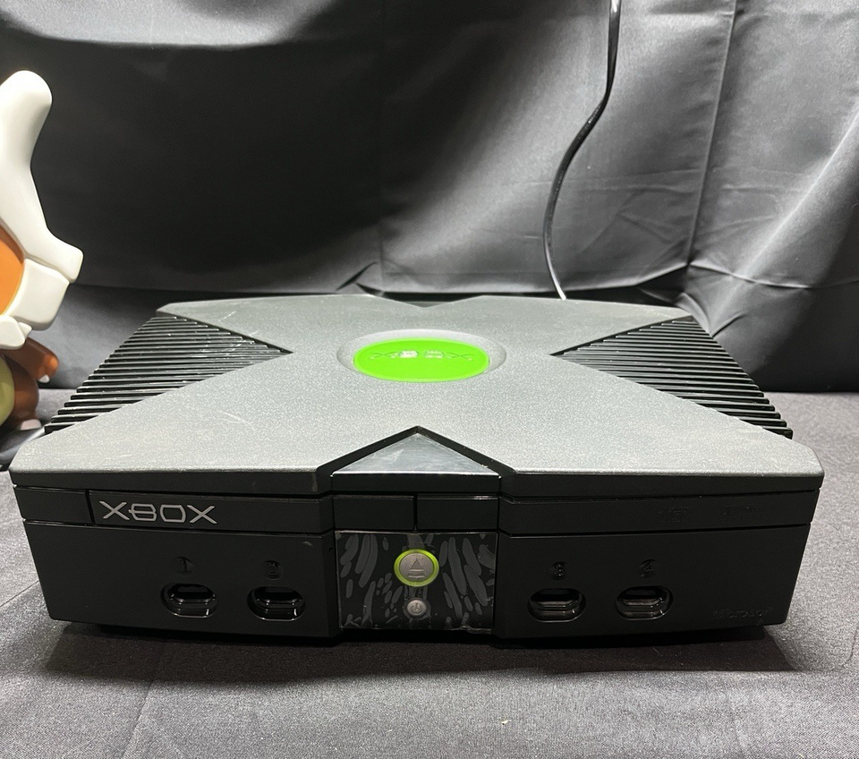 Original XBox Console Bundle Controllers Power A/V Cables DVD Remote ...