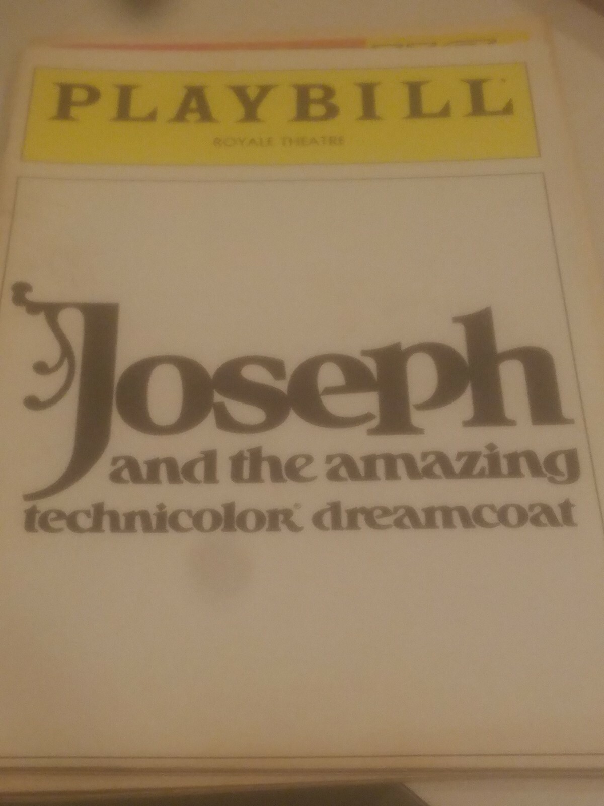 Joseph playbill play bill royale theatre show guide | eBay