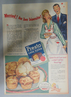 Presto Flour Ad: Married For Her Biscuits ! from 1943 Size: 11 x 15 ...