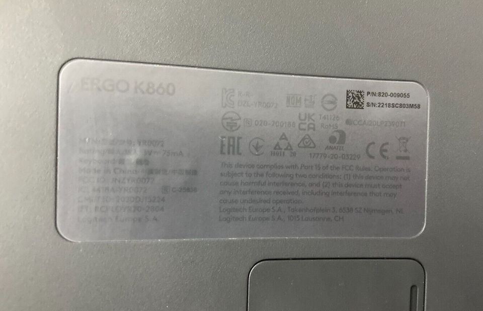 Logitech Ergo K860 Wireless Ergonomic Keyboard with USB Dongle (Tested ...