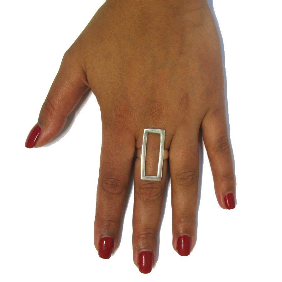 Long Genuine Sterling Silver Ring Solid Hallmarked 925 Empress Handmade ...