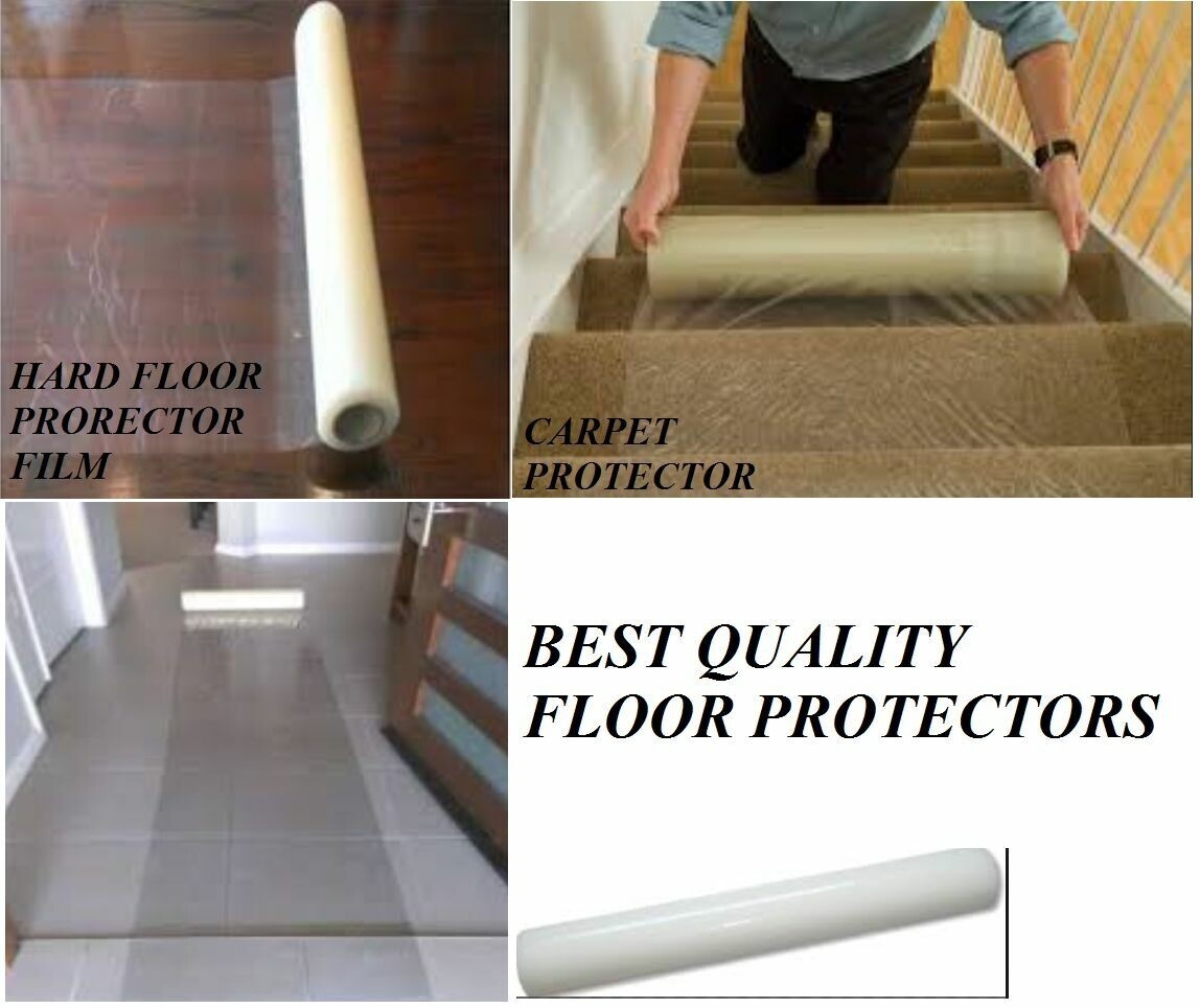 HARD FLOOR WORKTOP / CARPET SELF ADHESIVE PROTECTOR FILM ROLL DUST ...