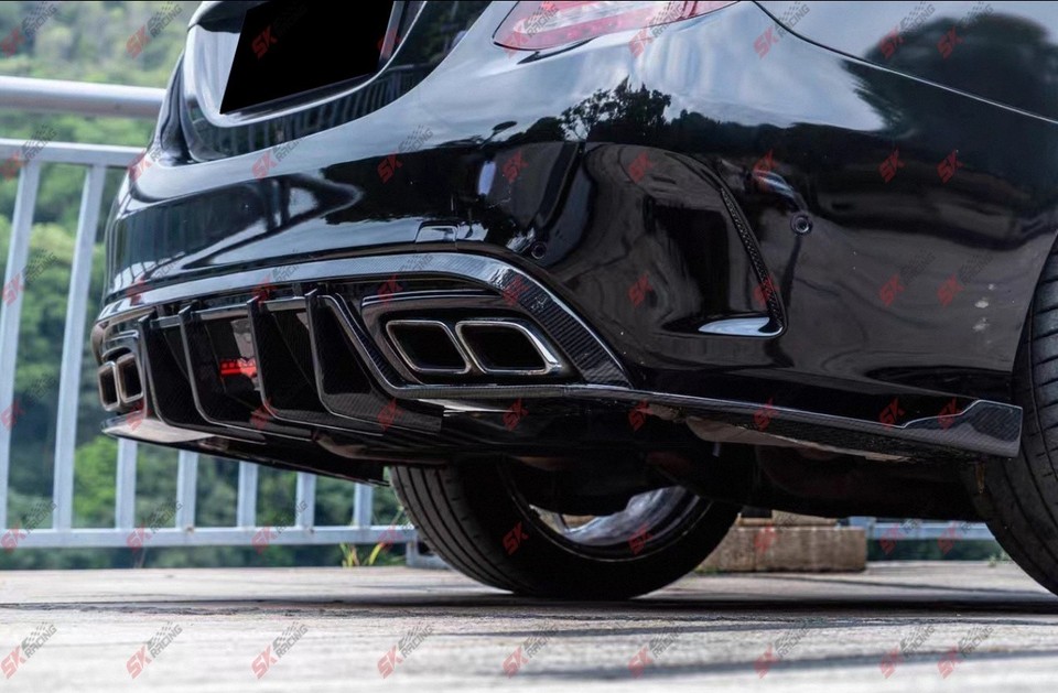 Front Rear Middle Lip Rear Spoiler BodyKit For Benz C63 AMG Sedan 15 ...