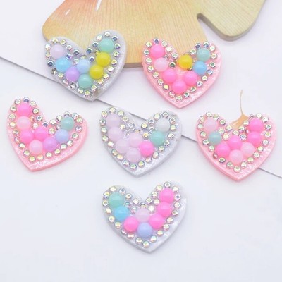 30pcs Colorful Padded Heart Patch Stick On For Clothing DIY Rhinestone ...