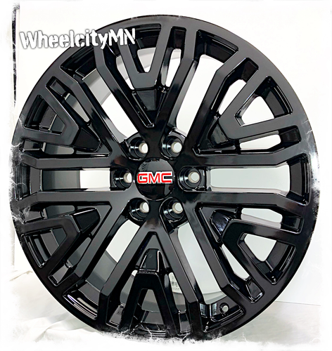 22" gloss black OE replica 5906 SEV 84040799 rims fits 2022 GMC Denali ...
