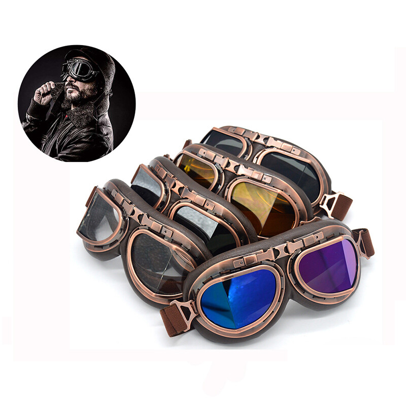Vintage Copper Frame Steampunk Motorcycle Goggles Sunglasses Retro ...
