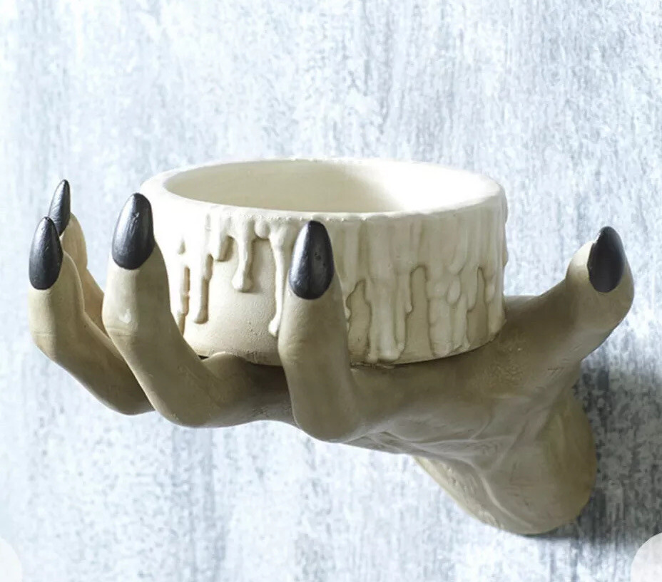 Creepy Hand Wall Hanger Sculpture CLAWING Halloween Candleholder ...