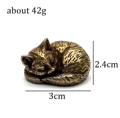 Brass Cute Cat Animal Statue Small Sculpture Tabletop Figurine Home ...