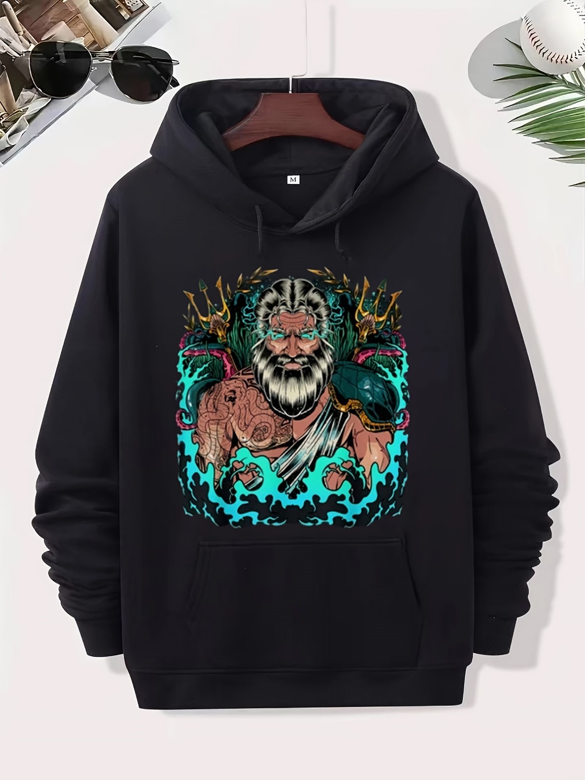 Men's & Women's Greek God Poseidon Merman Trident Mythology Hooded ...