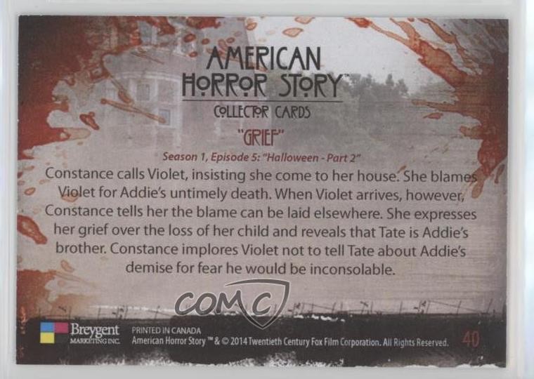 2013-14 Breygent American Horror Story Silver Violet Harmon Grief #40 ...