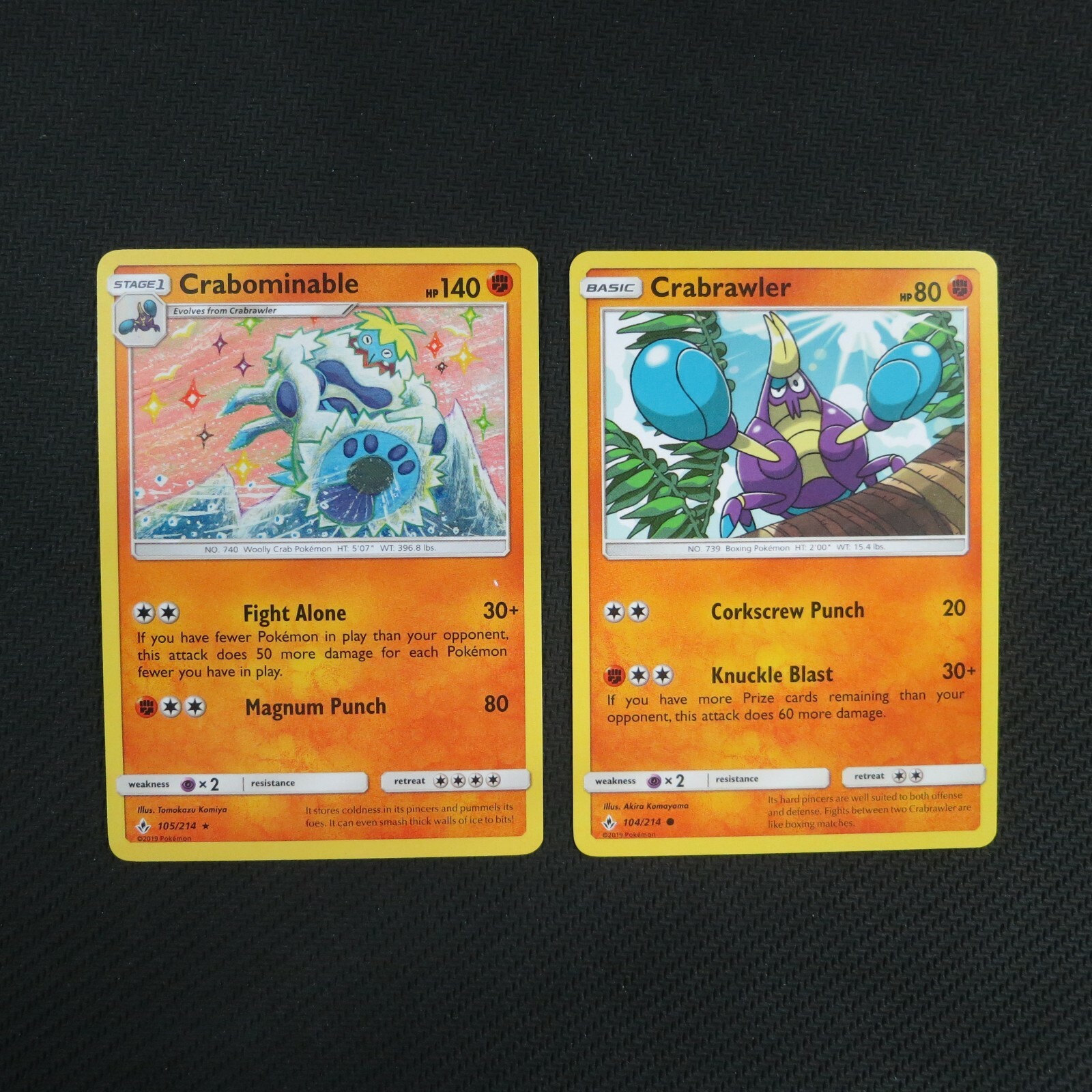 Crabominable 105/214 Rare Crabrawler 104/214 Pokemon Card TCG Unbroken ...
