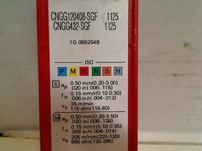 SANDVIK COROMANT 1125 CNGG432-SGF 1125 CARBIDE INSERTS 6 PIECES ...