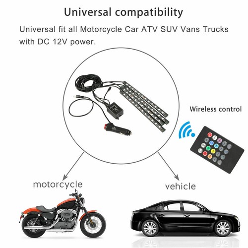 4pcs RGB 16 Colors Motorcycle ATV 48 LED Neon Under Glow Accent Light ...