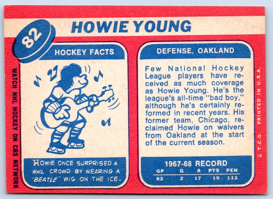 HOWIE YOUNG 1968-69 TOPPS 68-69 NO 82 VGEX+ 40266 | eBay