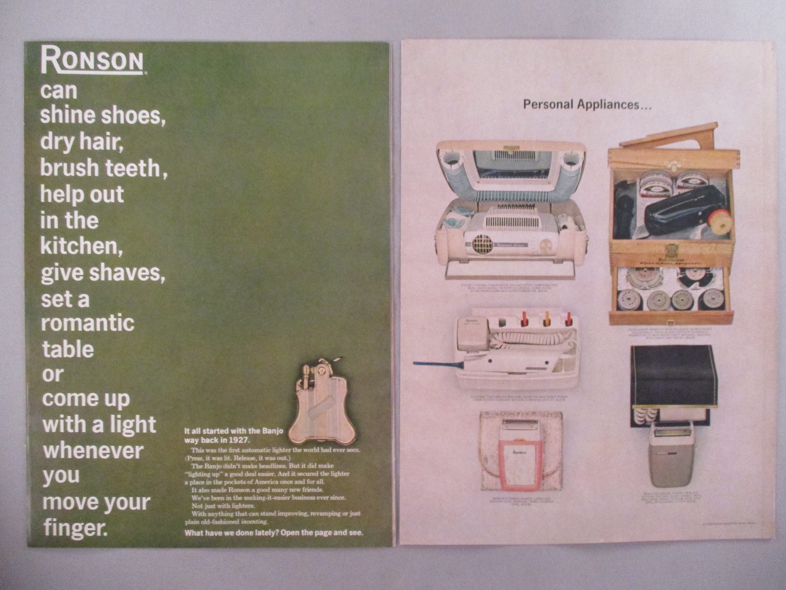 Ronson Lighter Four-Page PRINT AD - 1964 ~~ home appliances & products ...