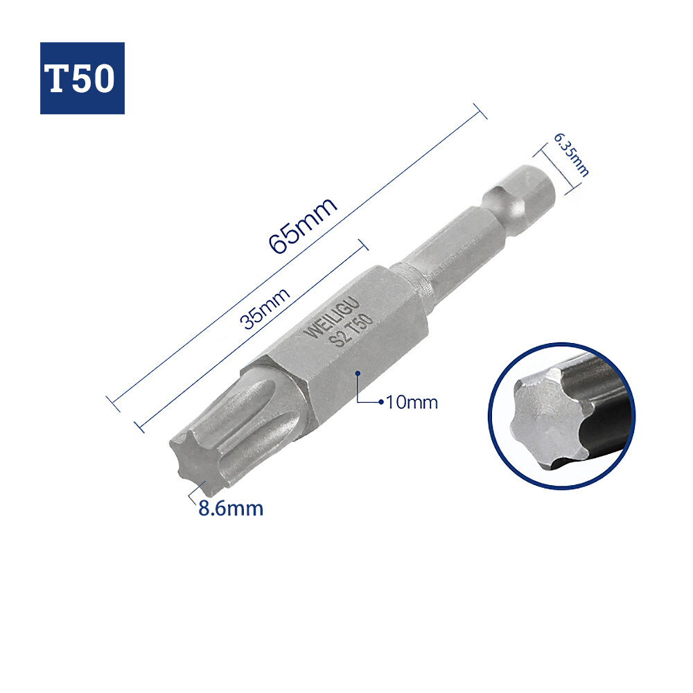 Extra Long Torx Security Bit Set Tamper Proof Screwdriver Bits T8 - T50 ...