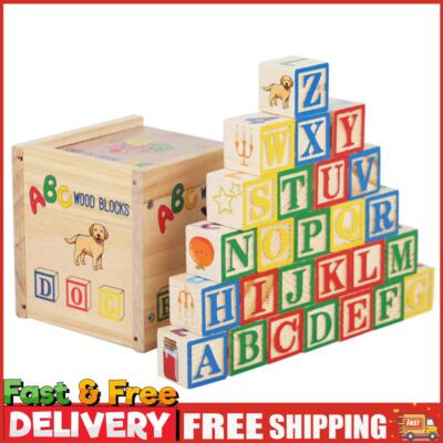 ABC Wooden Building Blocks Alphabet & Number Stacking Blocks for ...