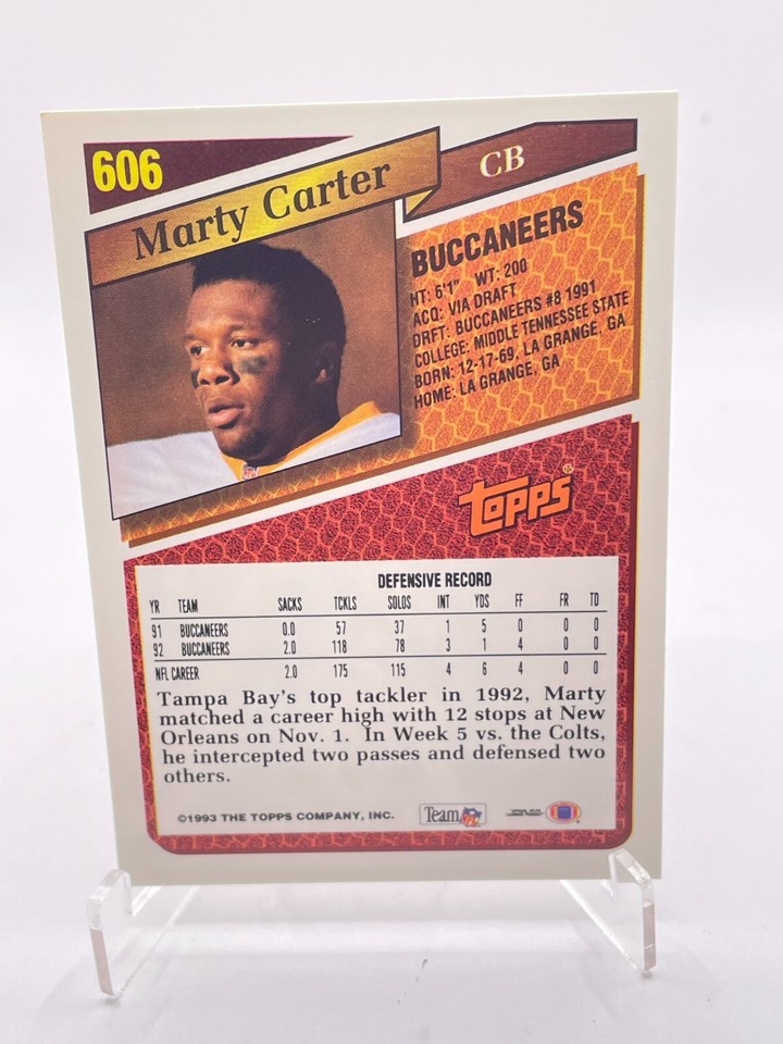 1993 MARTY CARTER Topps #606 Excellent | eBay