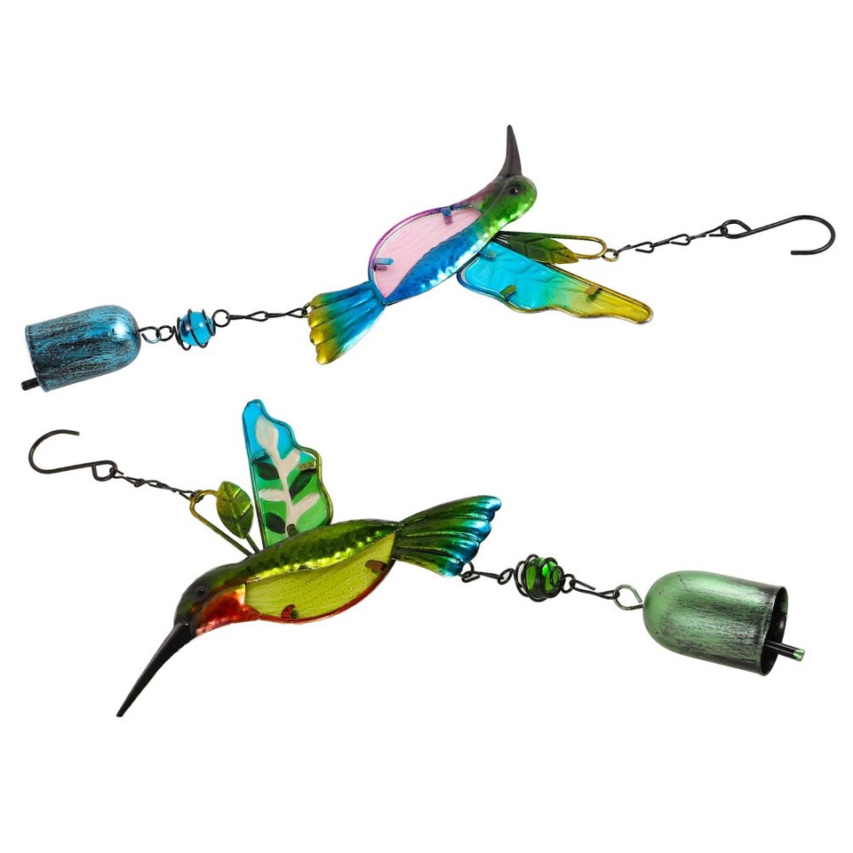 2 Pcs Charming Wind Chimes Hummingbird Home Hummingbirds Hanging Decor ...