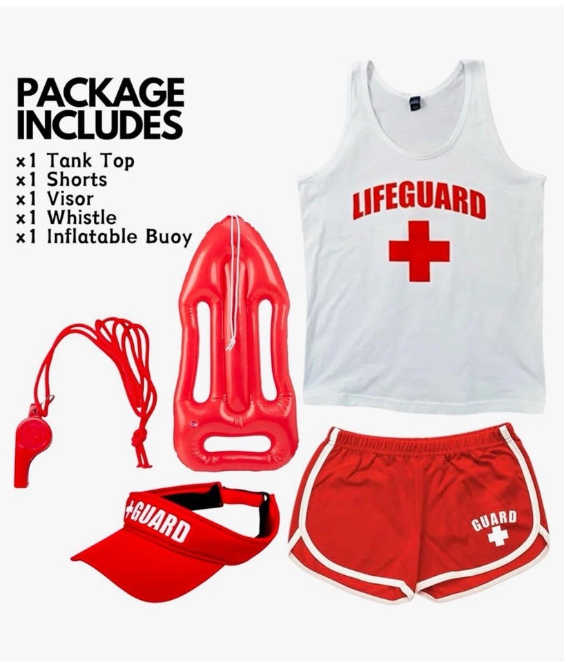 NEW Beach Babe Lifeguard Halloween Costume Adult Size XL 14-16 | eBay